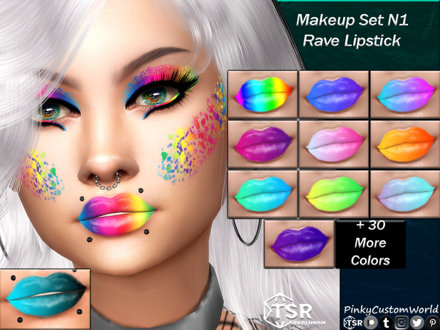 The Sims Resource - Makeup Set N1 - Rave Lipstick