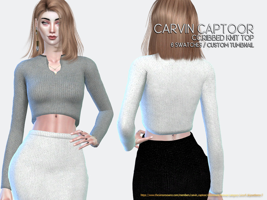 The Sims Resource - Ribbed knit Top