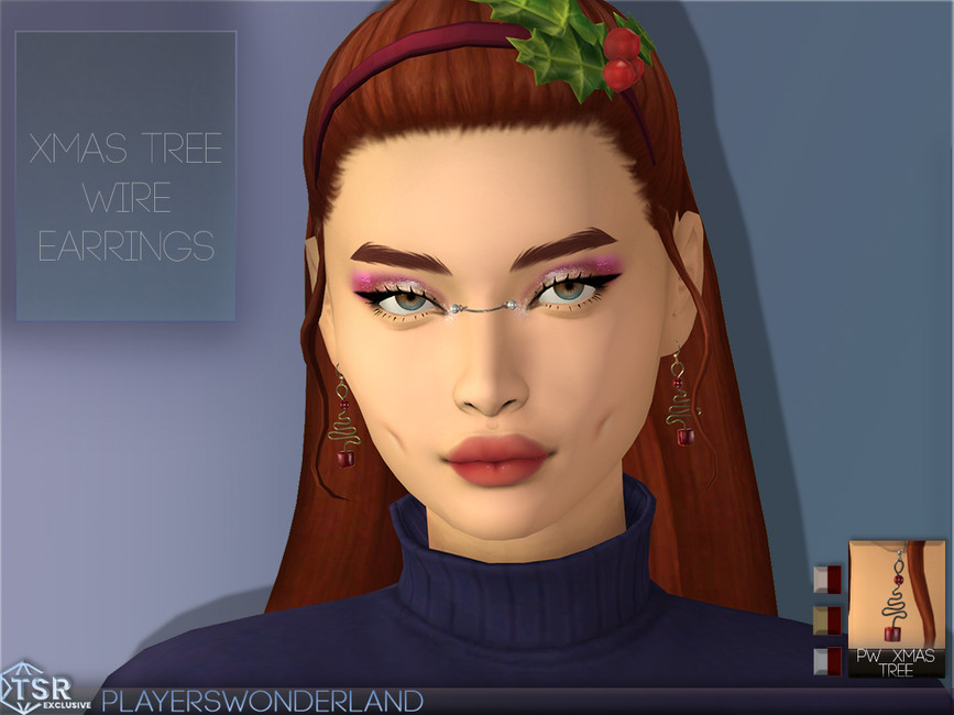 The Sims Resource - Xmas Tree Wire Earrings