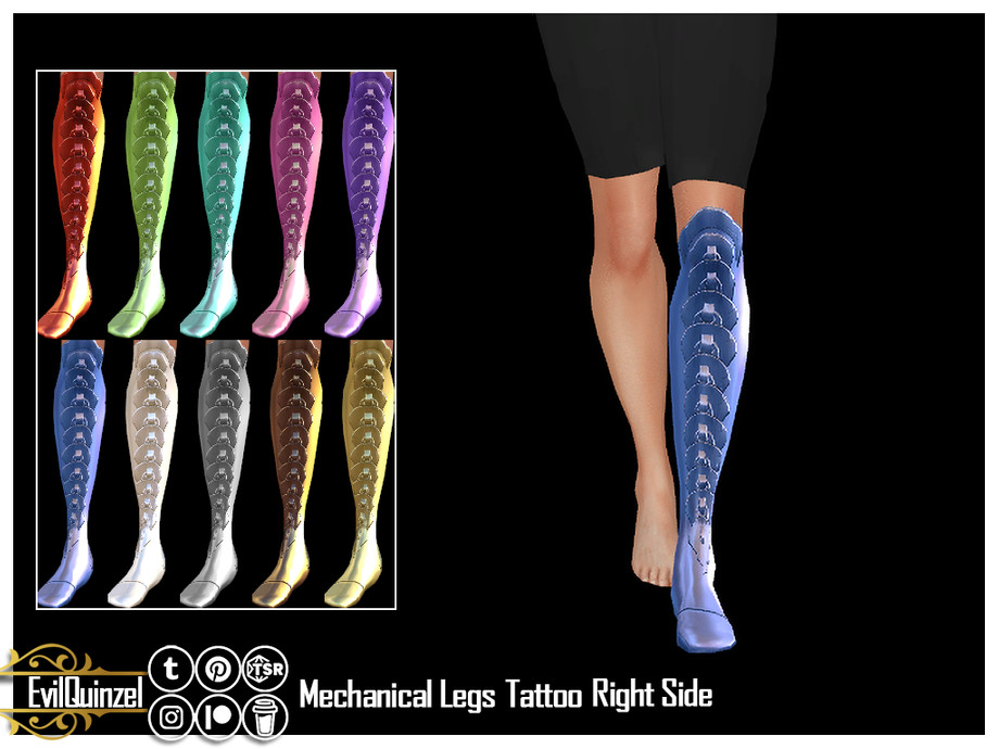 The Sims Resource | Mechanical Legs Tattoo Right Side