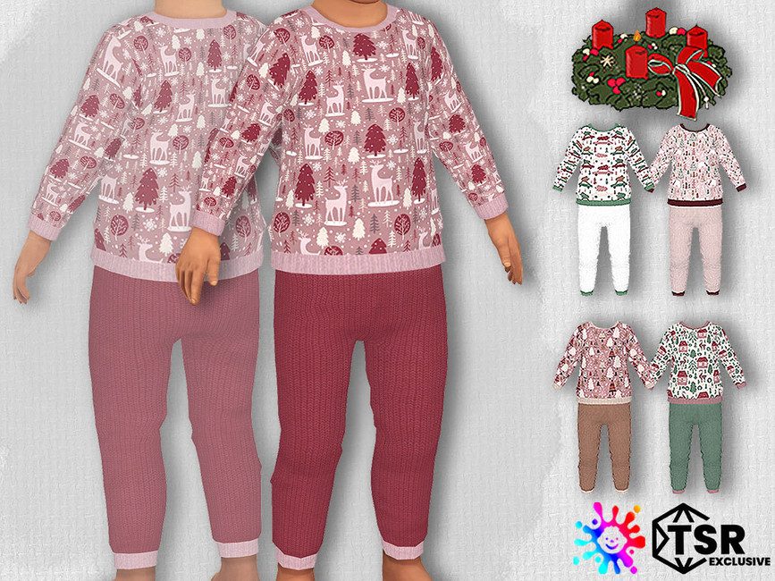 The Sims Resource - Toddler Burgundy Pajamas - Needs EP Cats and Dogs