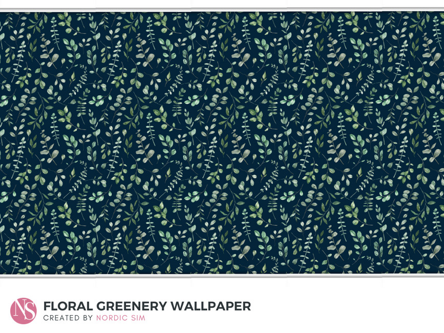 The Sims Resource - Floral greenery wallpaper