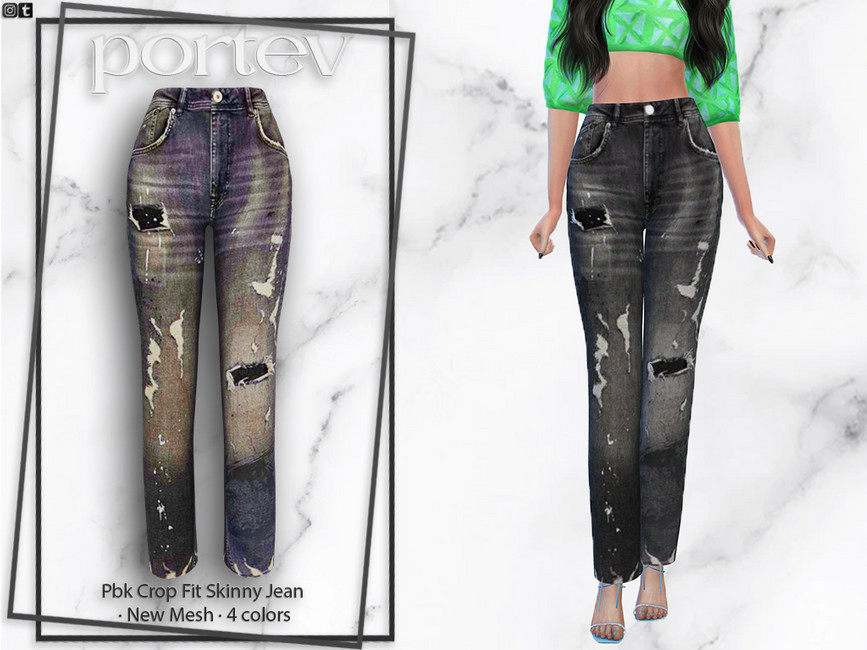 The Sims Resource - Pbk Crop Fit Skinny Jean