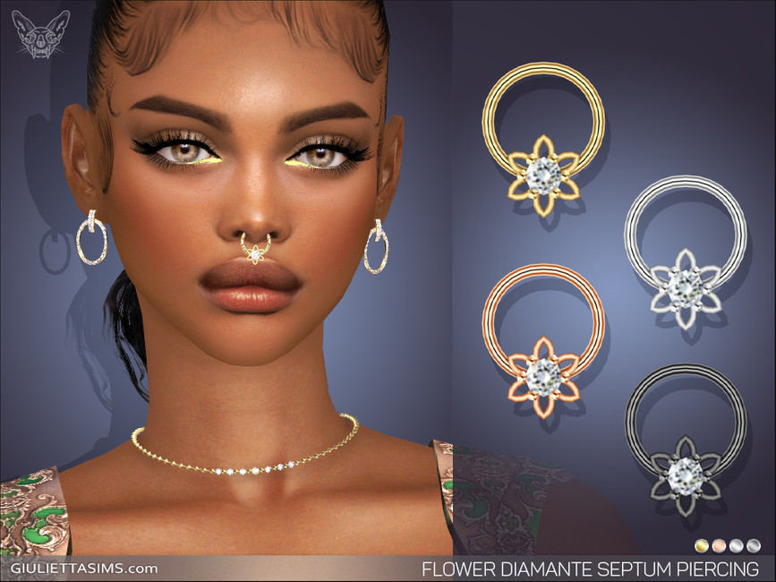 The Sims Resource - Flower Diamante Septum Nose Piercing