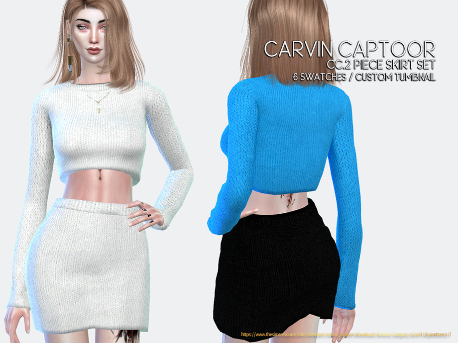 The Sims Resource | CC.2 Piece Sweater Skirt Set