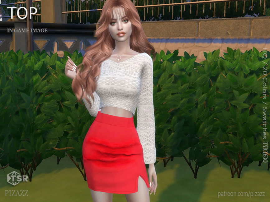 The Sims Resource - V neck long sleeve blouse