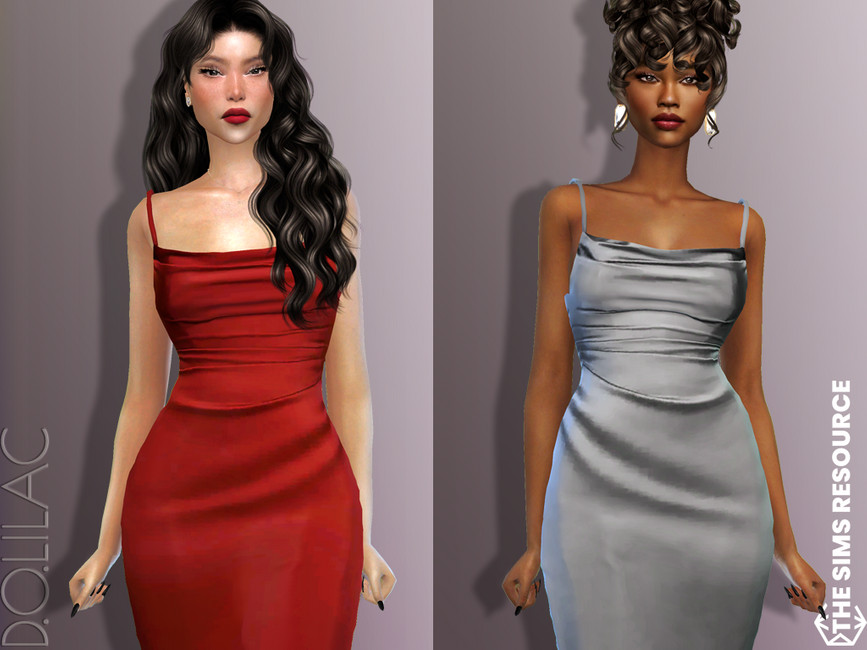 The Sims Resource - Corset Satin Midi Dress DO635