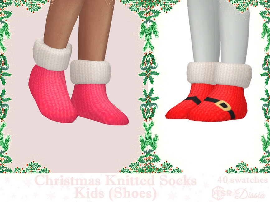 The Sims Resource - Christmas Knitted Socks Kids (Shoes)