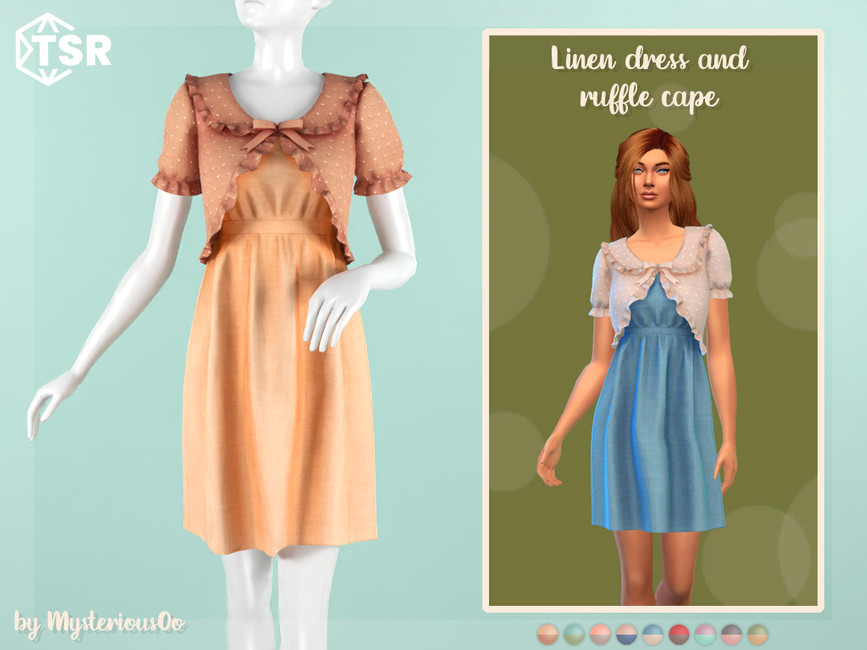 The Sims Resource - Linen dress and ruffle cape