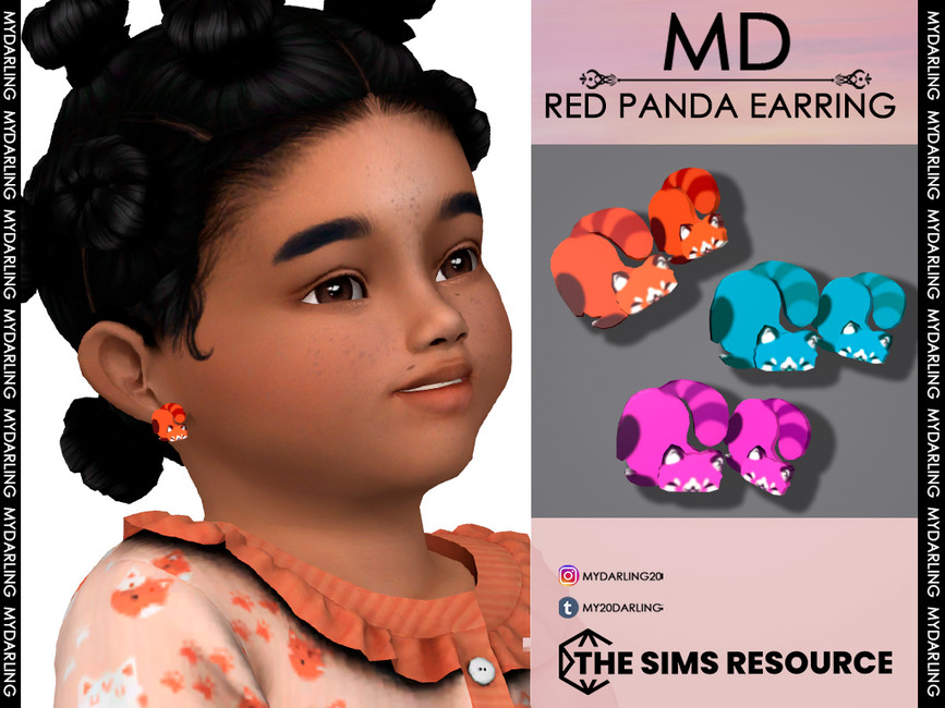 The Sims Resource - RED PANDA EARRING FOR TODDLER