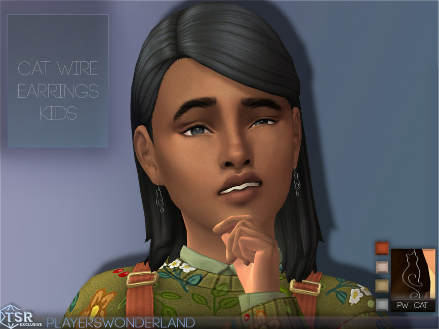 The Sims Resource - Cat Wire Earrings Kids
