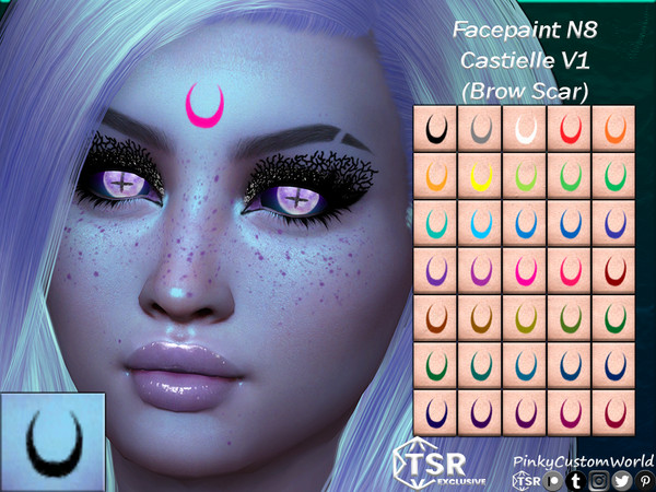 The Sims Resource | Facepaint N8 - Castielle V1 (Brow Scar)