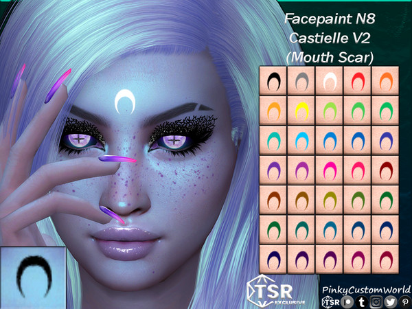 The Sims Resource | Facepaint N8 - Castielle V2 (Mouth Scar)