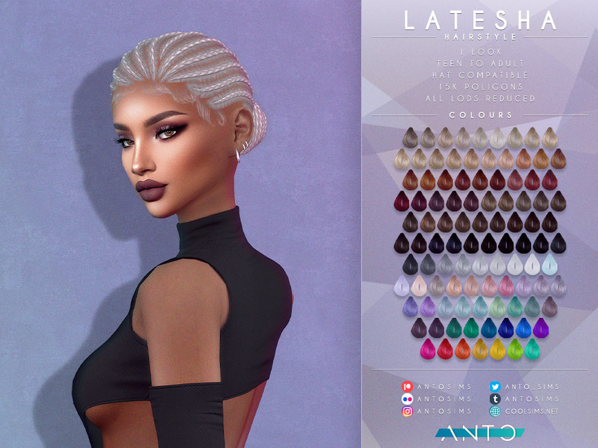 The Sims Resource - [Patreon] Latesha - Hairstyle