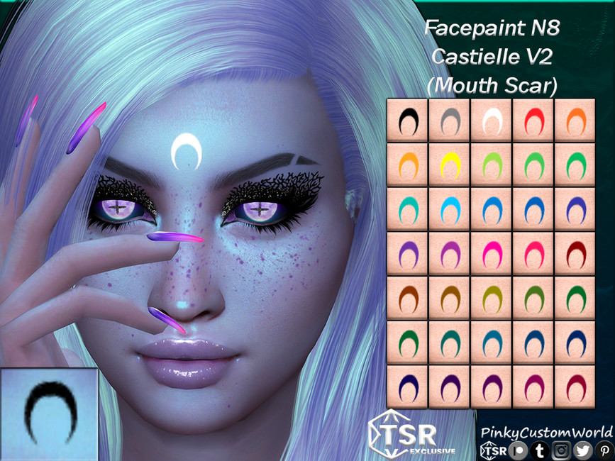 The Sims Resource - Facepaint N8 - Castielle V2 (Mouth Scar)