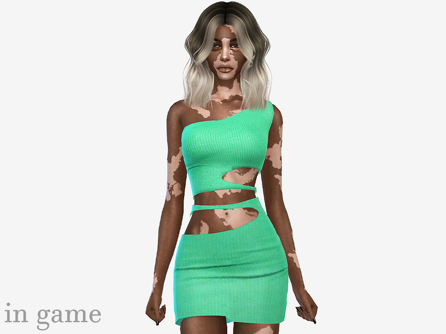 The Sims Resource - One Shoulder Cut Out Crop Top