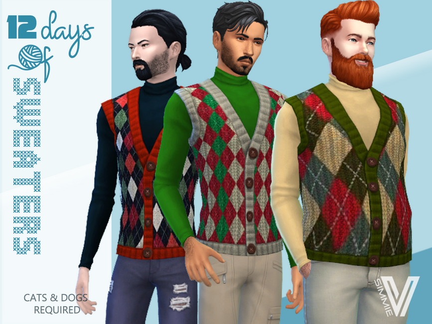 The Sims Resource - 12 Days of Sweaters CD Vest and Turtleneck