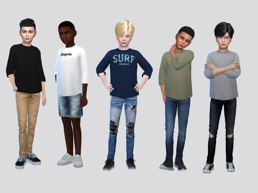The Sims Resource - Three-Quarter Tee Boys