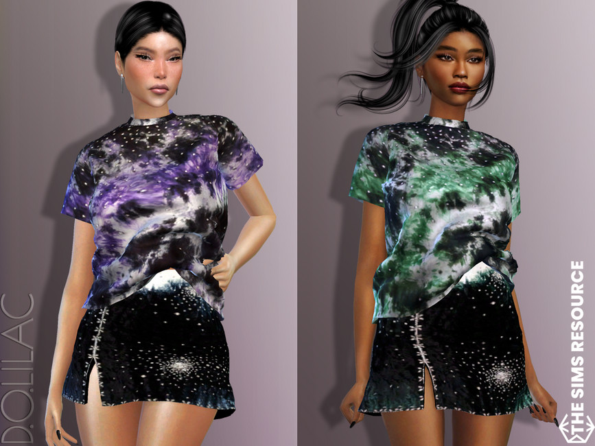 The Sims Resource - Embroidered Cotton Jersey T-Shirt [SET] DO657