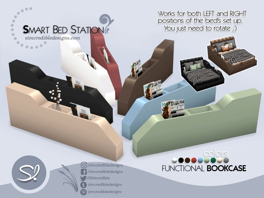 The Sims Resource - Smart Bed Station Bookshelf magazines rack