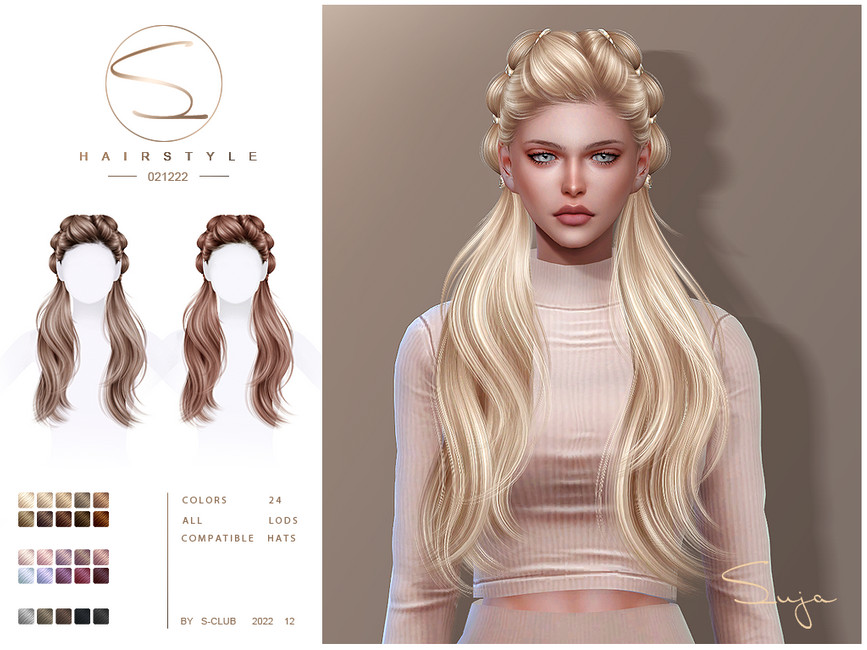 The Sims Resource - Double long braid hair (Suja 021222)