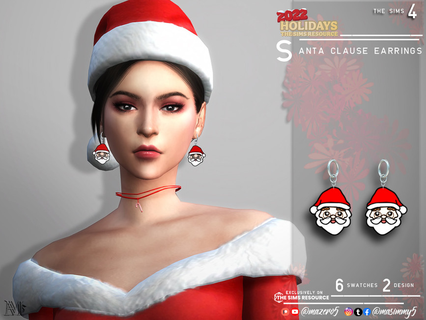 The Sims Resource - Santa Clause Earrings