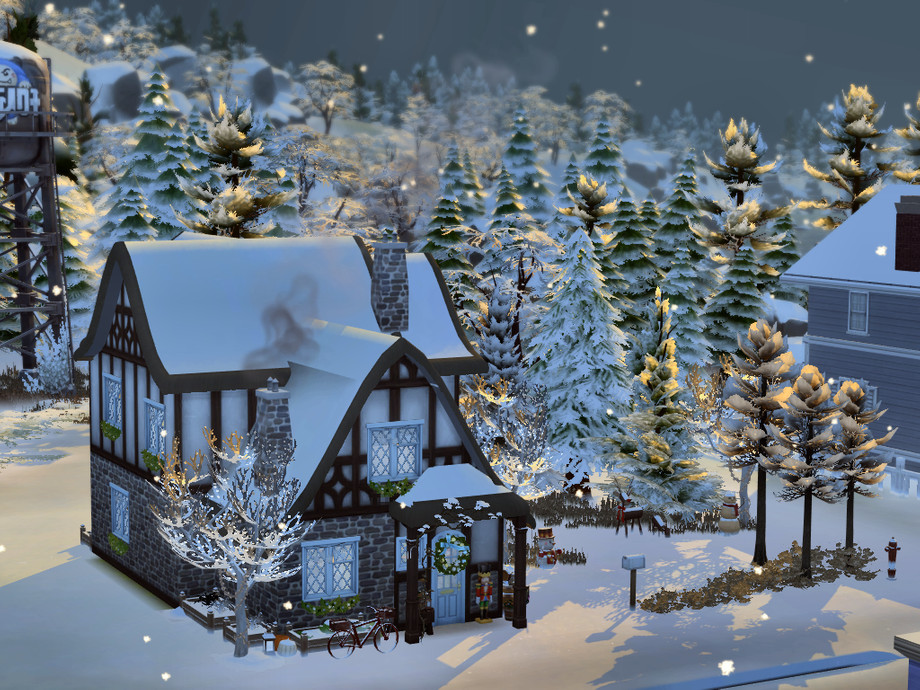 The Sims Resource | snowy cottage no cc