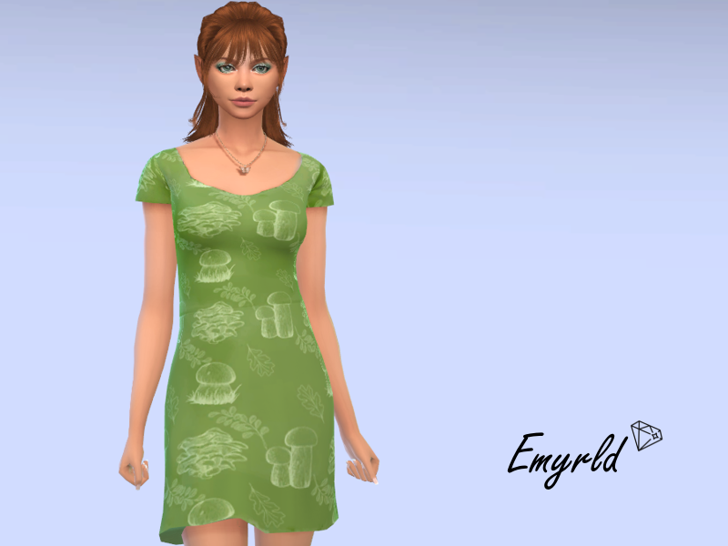 The Sims Resource | Green Mushroom T-Shirt Dress