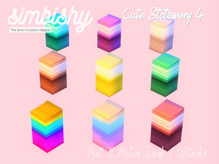 The Sims Resource - Cute Stationery - Post It Notes Desk 1 (Stack)