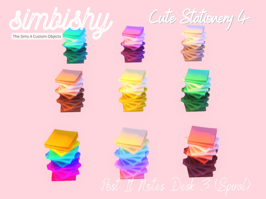 The Sims Resource - Cute Stationery - Post It Notes Desk 3 (Spiral)