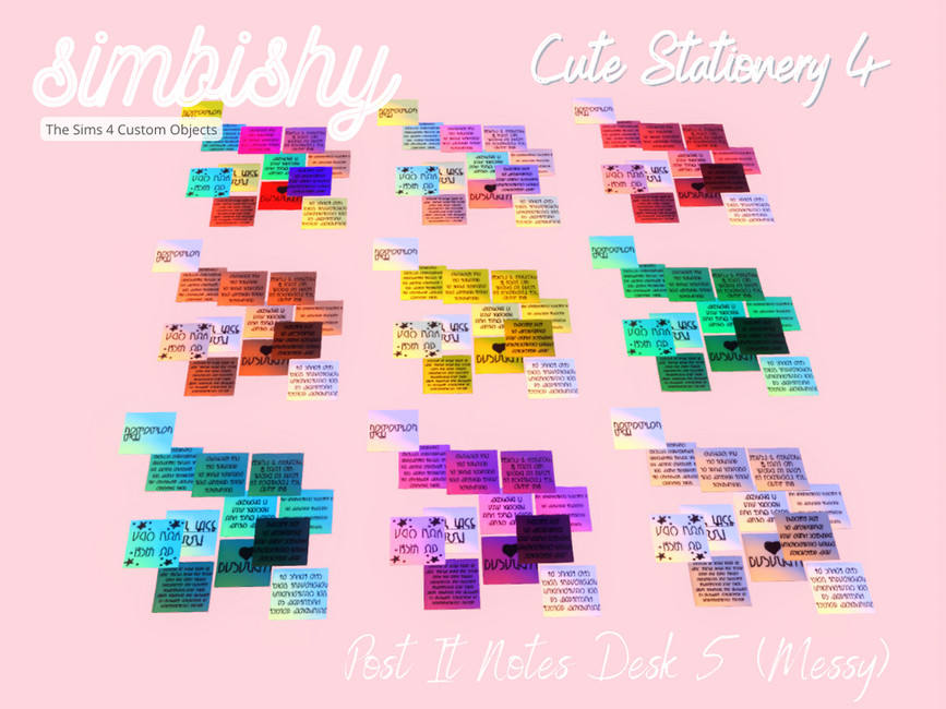 The Sims Resource - Cute Stationery - Post It Notes Desk 5 (Messy)