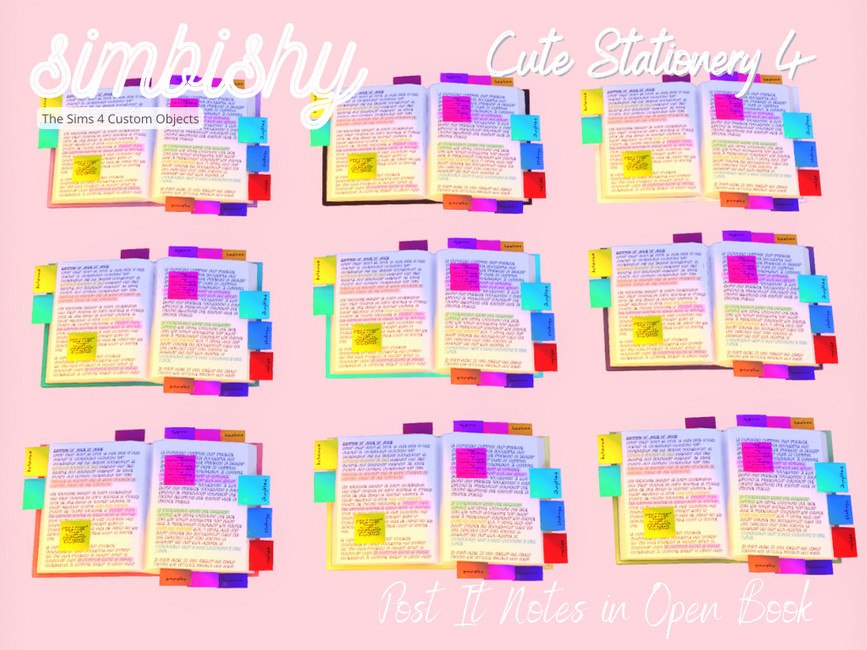 The Sims Resource - Cute Stationery - Post It Notes in Open Book