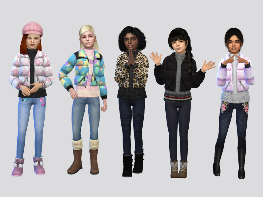 The Sims Resource - Puffer Winter Jacket Girls