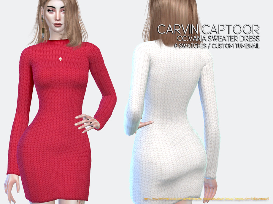The Sims Resource | CC.Vania Sweater Dress