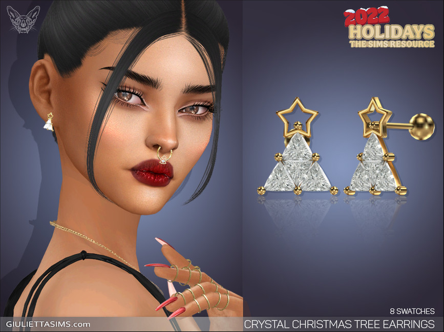 The Sims Resource - Crystal Christmas Tree Earrings