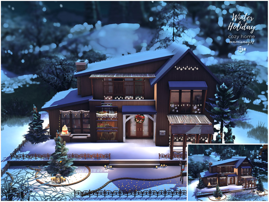 The Sims Resource - Winter Holiday Cozy Home No CC Lot