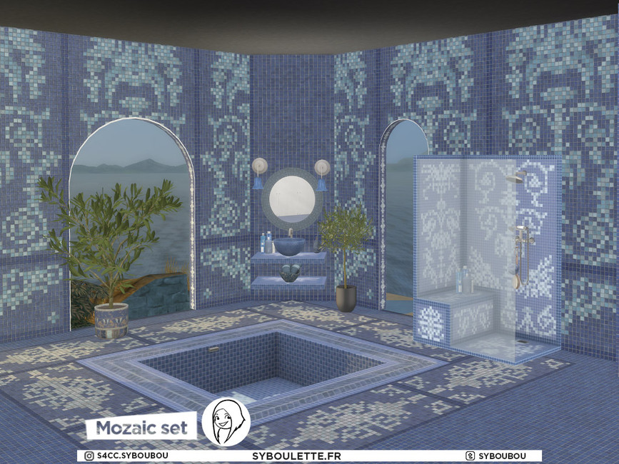 The Sims Resource - Patreon Release - Mozaic bathroom set (3/3: Build ...