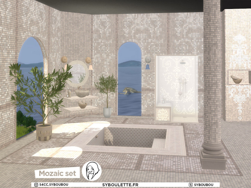 The Sims Resource - Patreon Release - Mozaic bathroom set (3/3: Build ...