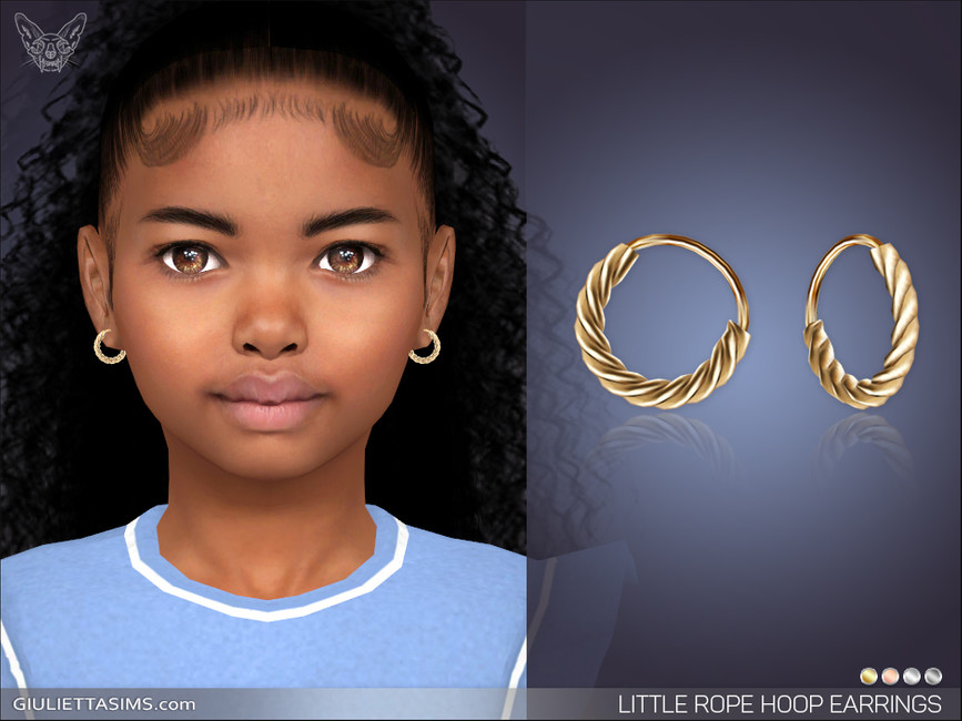 The Sims Resource - Little Rope Hoop Earrings For Kids