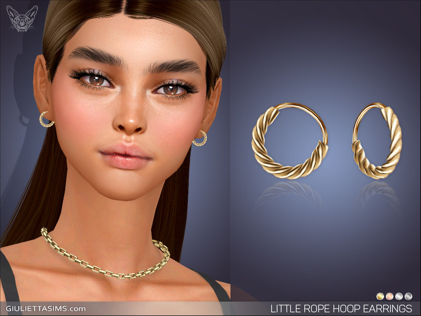 The Sims Resource - Little Rope Hoop Earrings