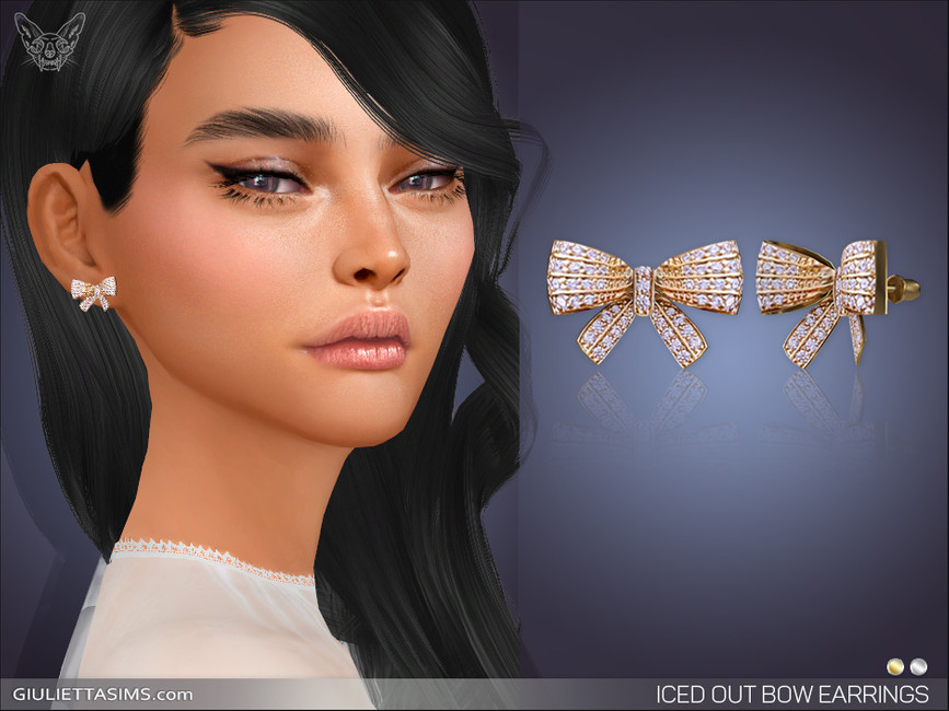 The Sims Resource - Iced Out Bow Earrings