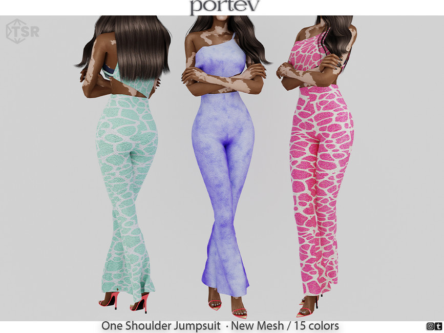 The Sims Resource - One Shoulder Jumsuit