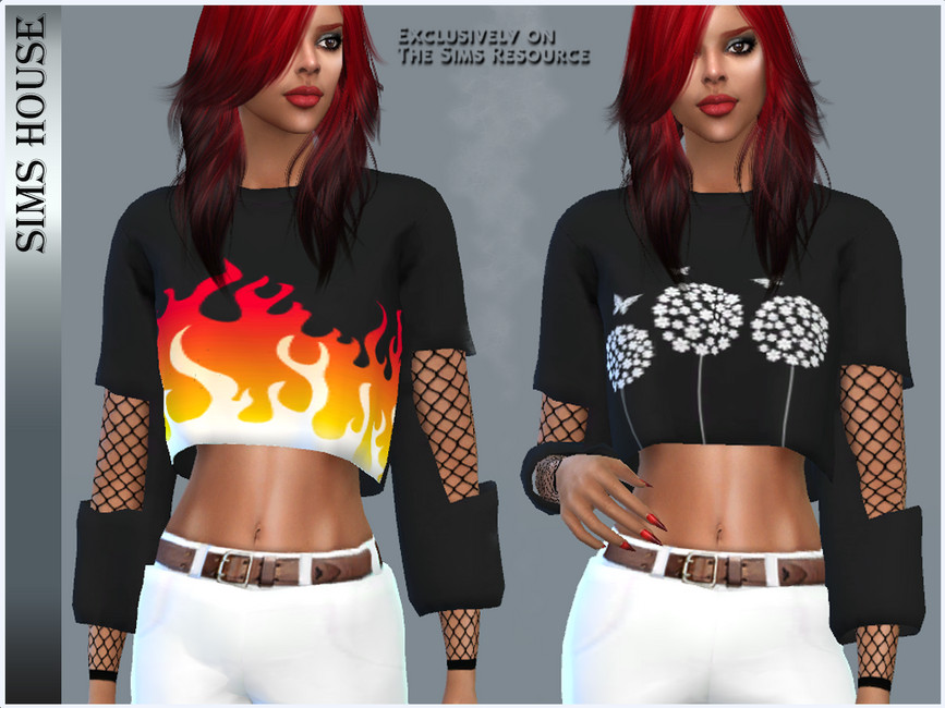The Sims Resource - WOMEN'S T-SHIRT WITH MESH