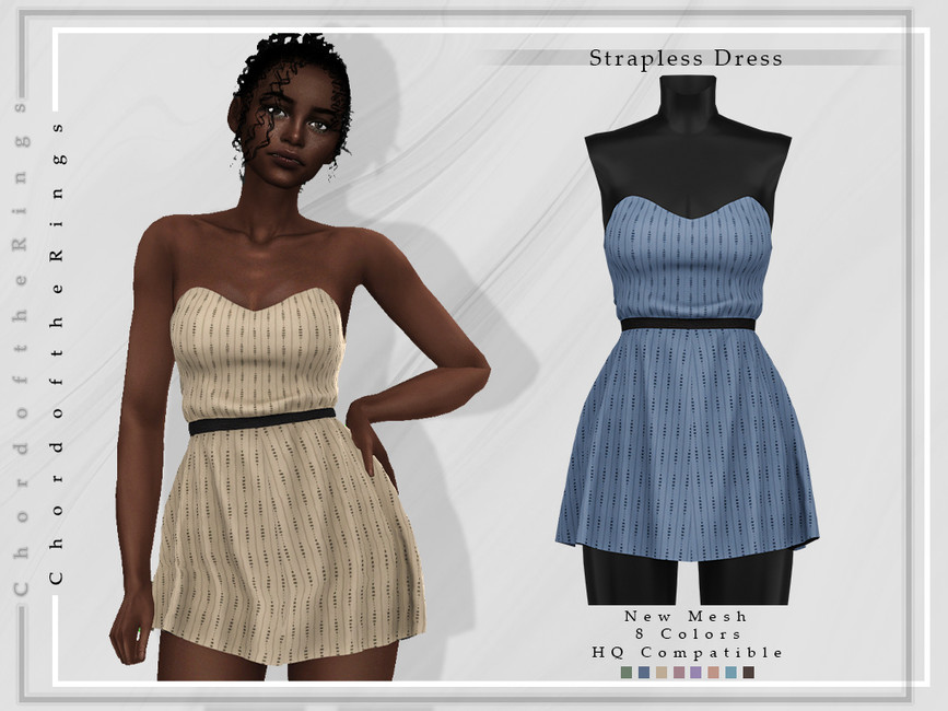 The Sims Resource - Strapless Dress