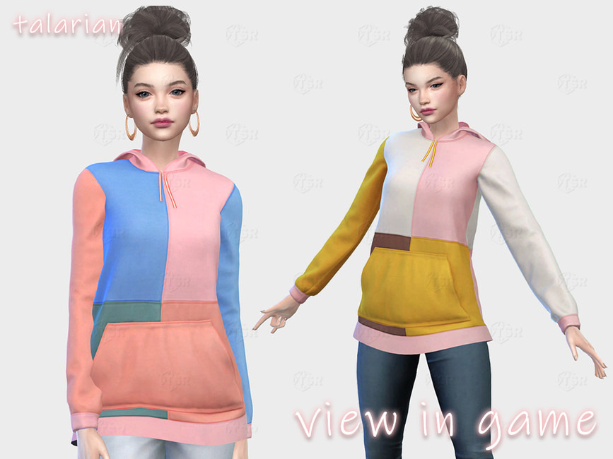 The Sims Resource - Reagan Color Blocked Hoodie