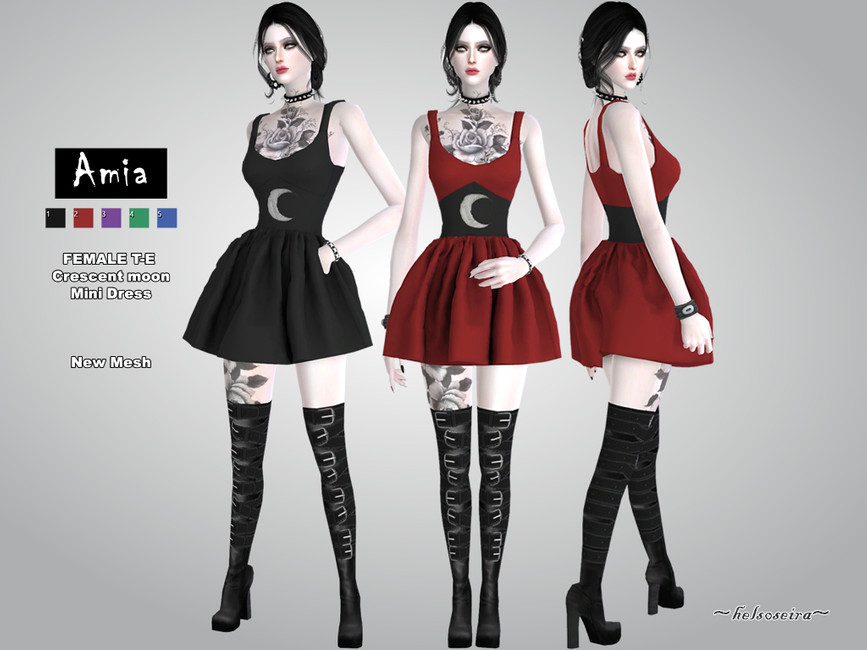 The Sims Resource - AMIA - Gothic Short Dress