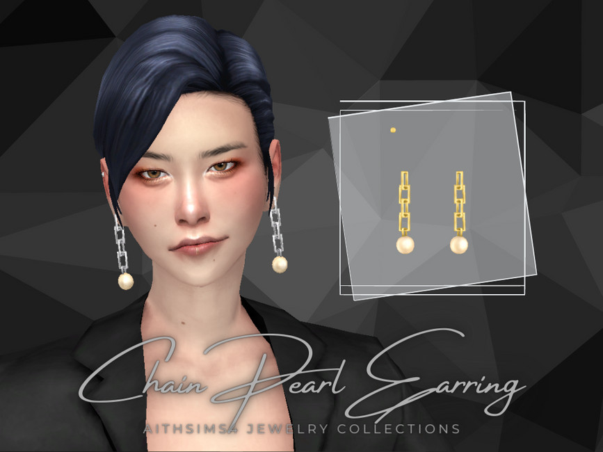 The Sims Resource - Chain Pearl earring