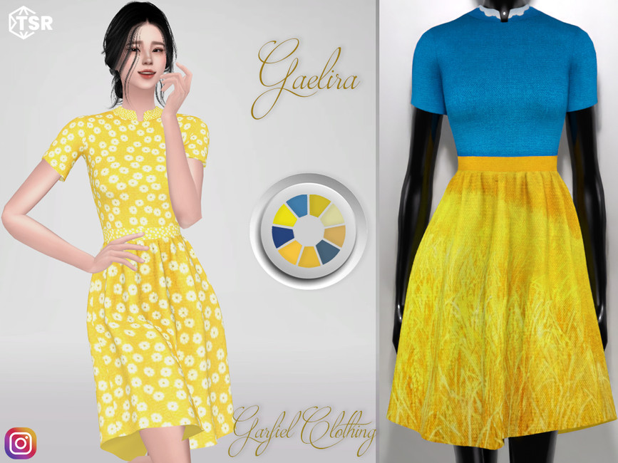 The Sims Resource - Gaelira - Yellow floral dress