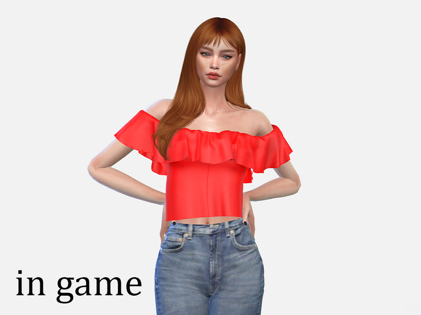 The Sims Resource - Ruffle Crop Top