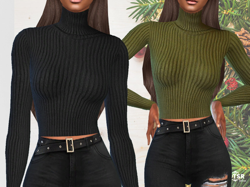 The Sims Resource - Turtleneck Cropped Blouses